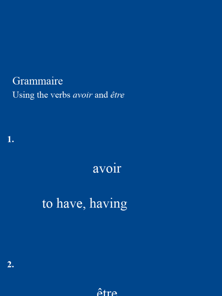 Verbes Avoir et Être en Français | PDF | Développement personnel | Bien ...