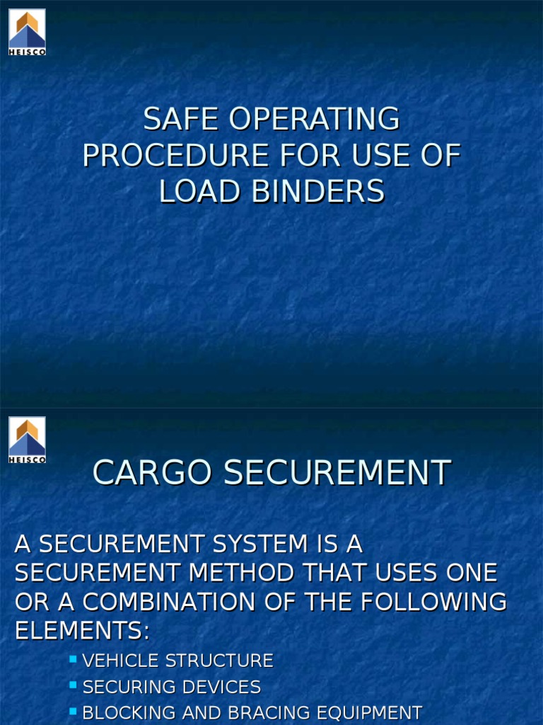 Sop For Load Binders | PDF | Cargo | Manufactured Goods