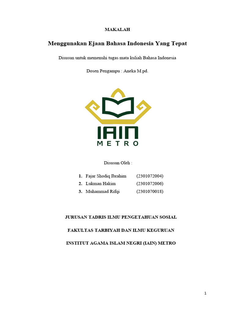 MAKALAH - Ejaan Bahasa Indonesia | PDF MAKALAH - Ejaan Bahasa Indonesia | PDF