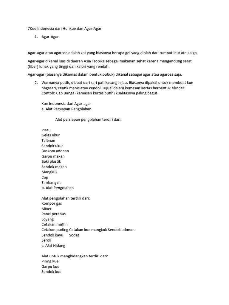 Resep Kue Agar-Agar Indonesia | PDF