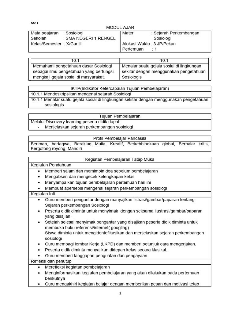 Modul Ajar Sosiologi Bu Umi | PDF | Karier & Perkembangan | Ilmu Sosial