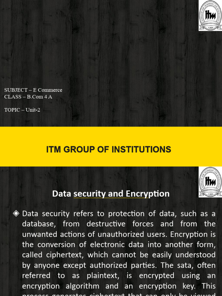 E-Commerce Data Security and Encryption | PDF | Encryption | Key ...