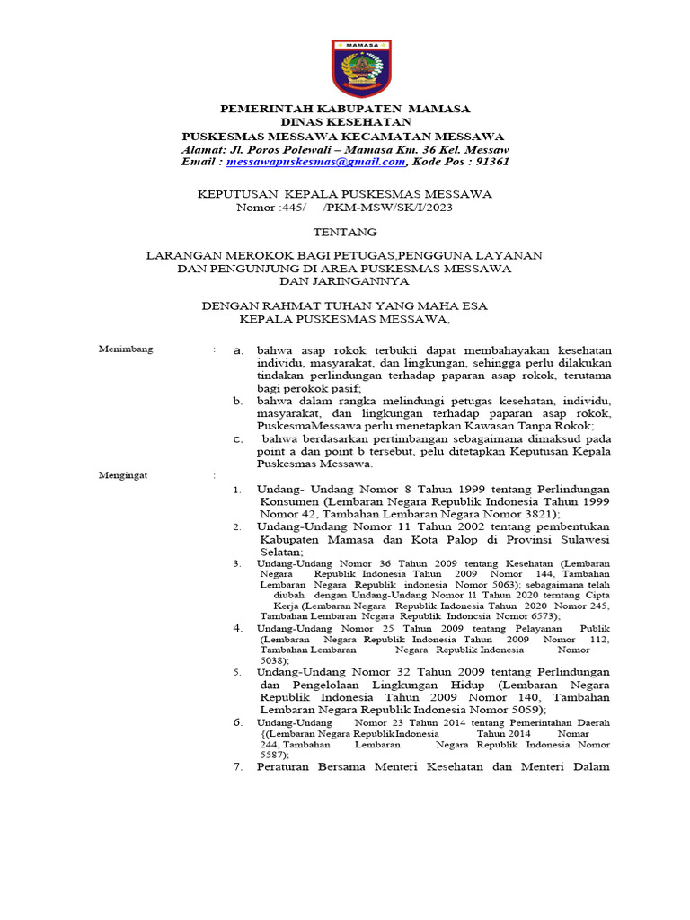 1.4.5.d SK Larangan Merokok | PDF