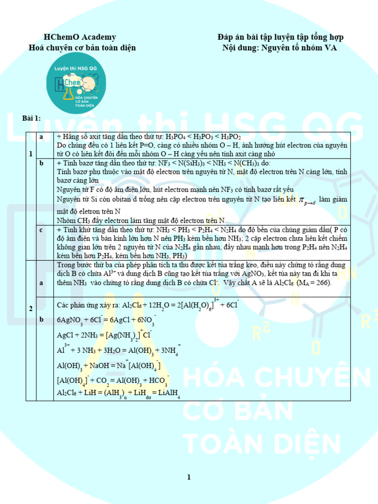 Đáp Án Nguyên Tố Nhóm VA (Nito-Photpho) | PDF