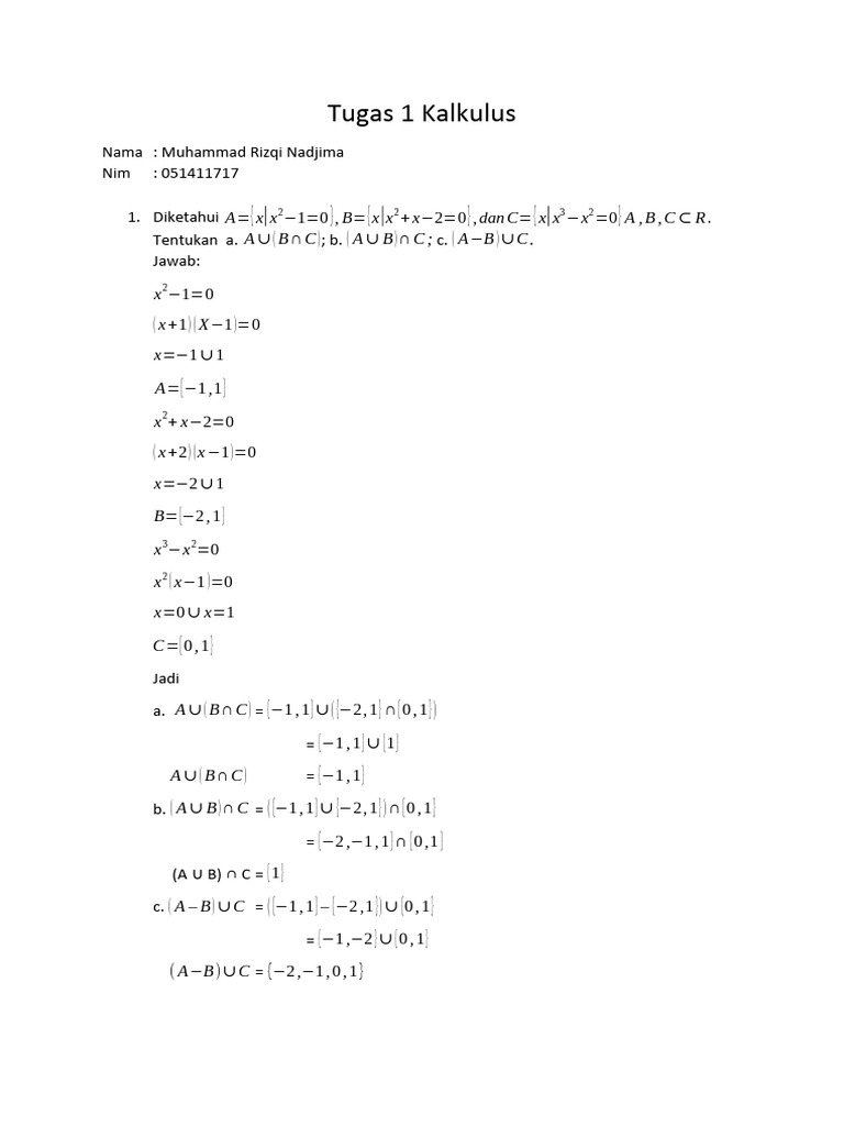 Tugas 1 Kalkulus | PDF