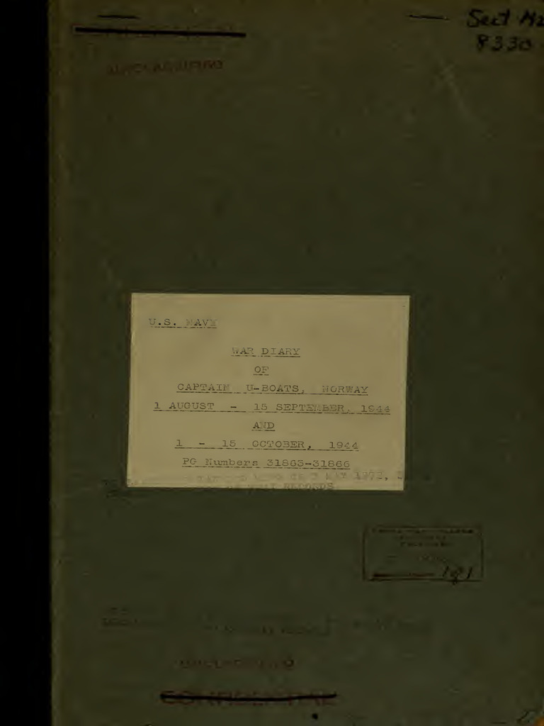 War Diary of Captai 00 Germ | PDF | U Boats | Reconnaissance