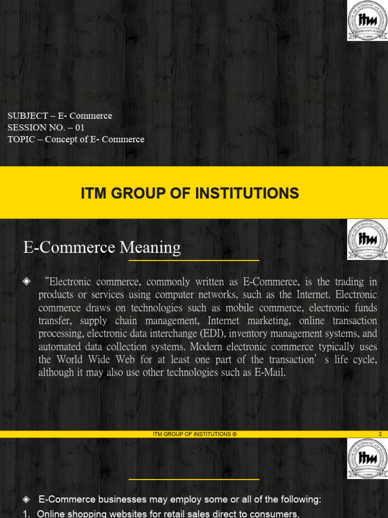 Unit 1 Introduction Part 1 | PDF | E Commerce | Retail