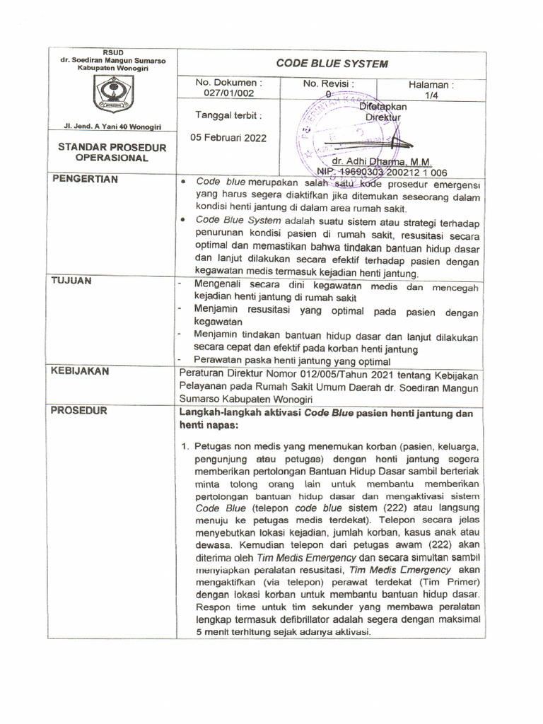 SPO Code Blue System 2022 | PDF