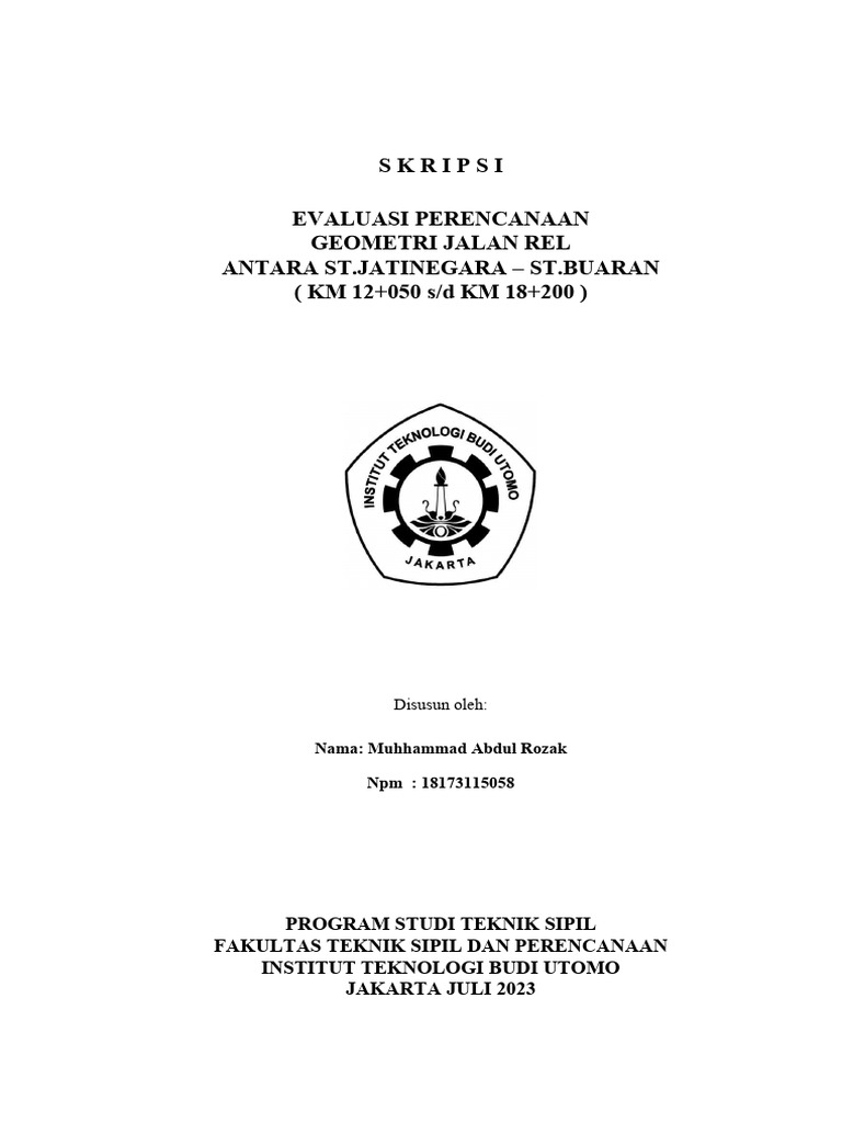Evaluasi Geometri Jalan Rel Jatinegara-Buaran | PDF | Sains ...
