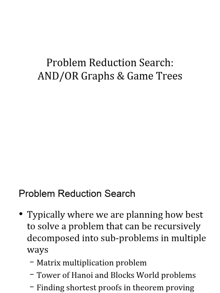 Problem Reduction Search Pdf Mathematical Analysis Algorithms And