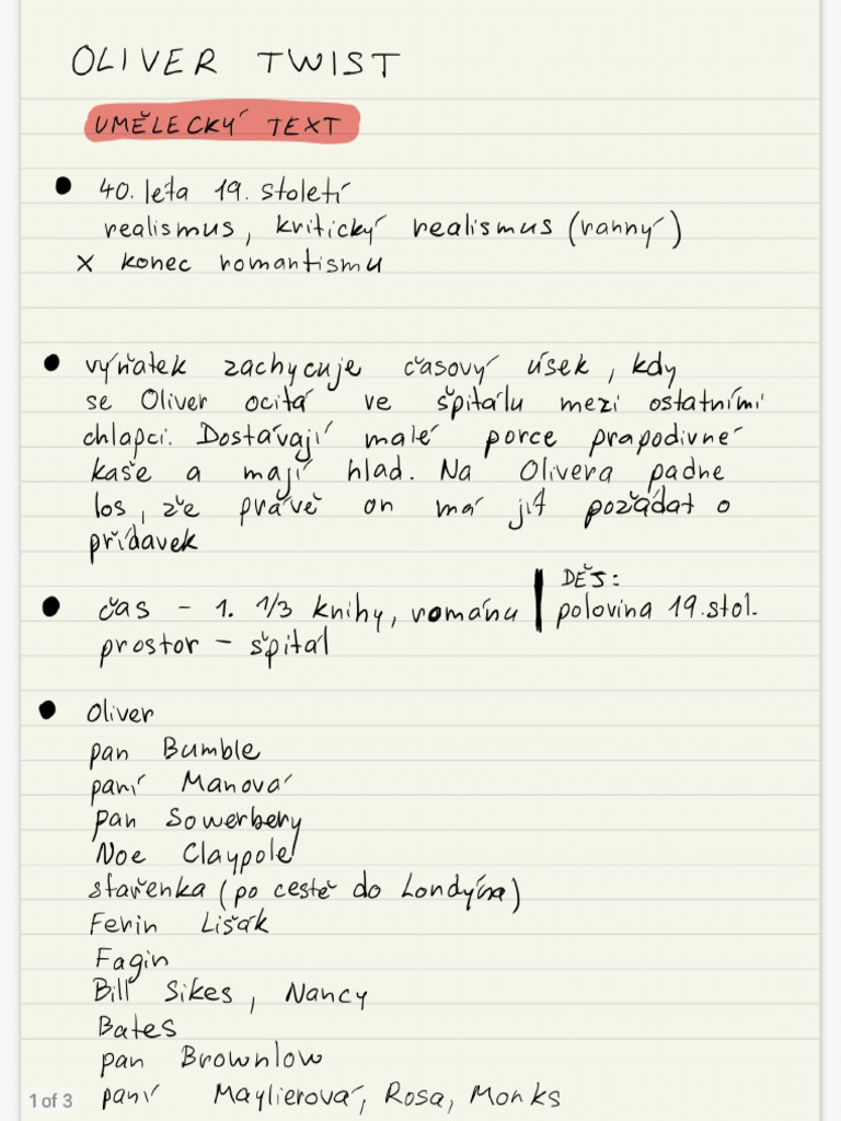 PDF Maturitní Četba - Rozbor Oliver Twist | PDF