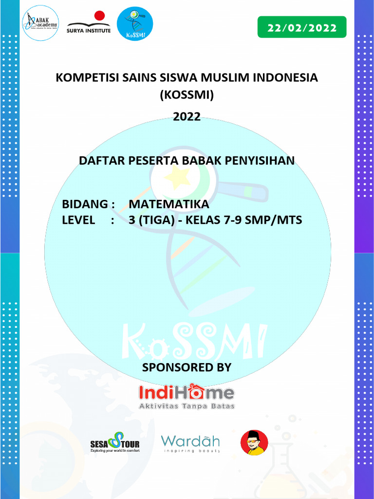 MTK Level 3 - Kossmi 2022 Penyisihan | PDF