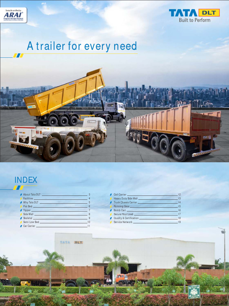 Tata DLT Trailer Specifications Guide | PDF | Axle | Sheet Metal