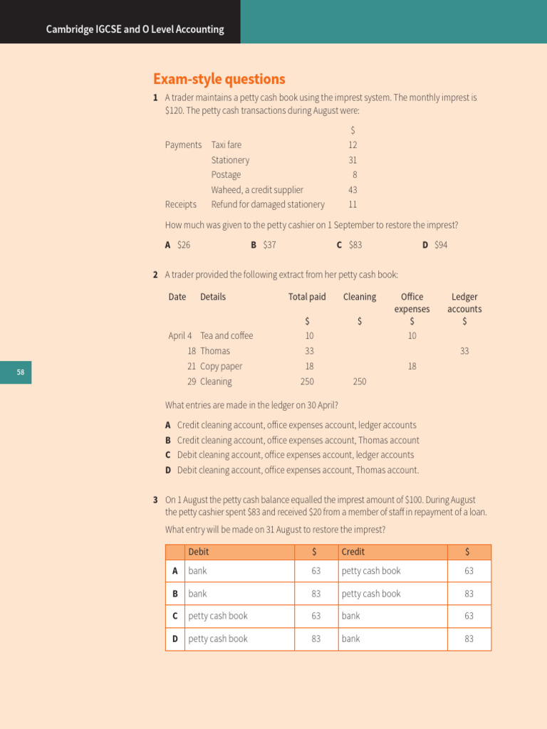 Cambridge, 2nd Ed.-Petty Cash Book | PDF | Debits And Credits ...
