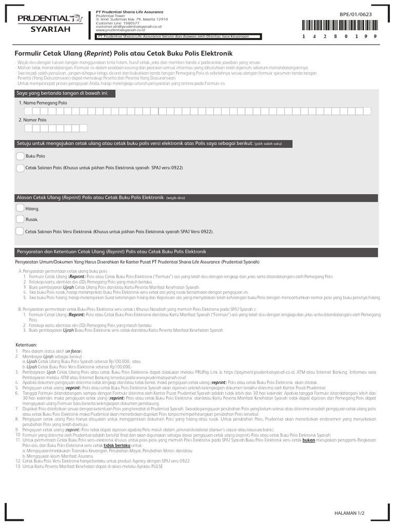 Form Cetak Ulang (Reprint) Polis - Cetak Buku Polis Elektronik Dan ...