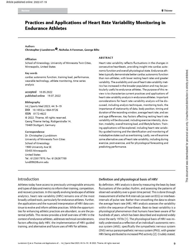 Practices and Applications of Heart Rate Variability Monitoring in ...