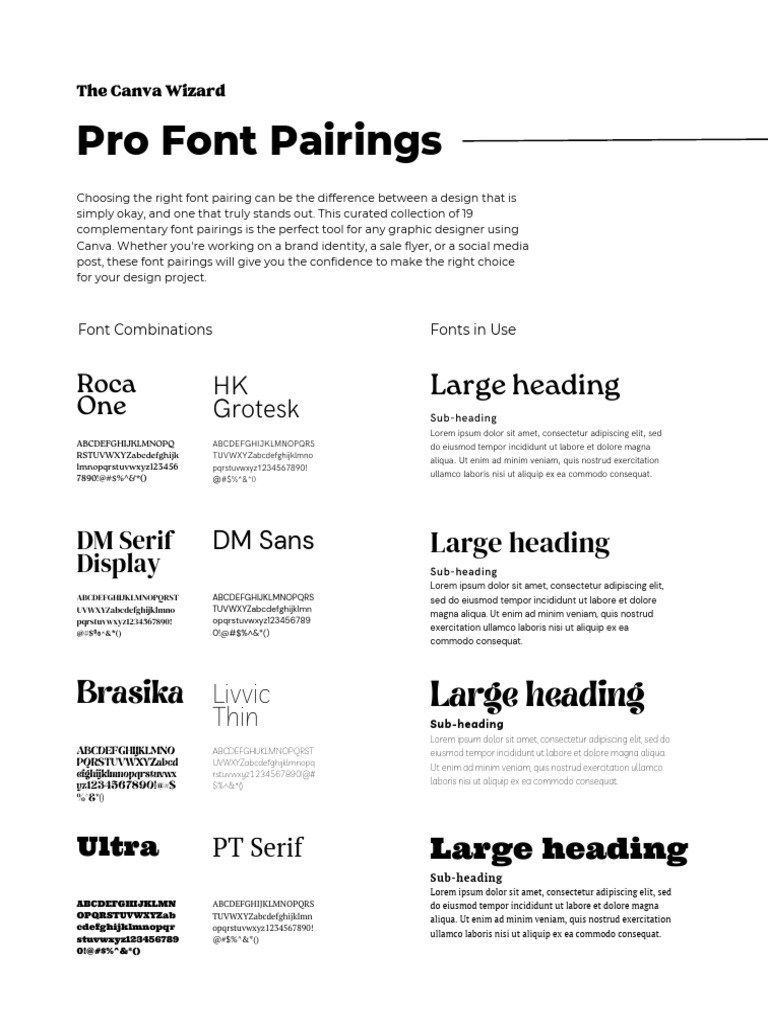 Pro Font Pairings | Download Free PDF | Graphic Design | Notation