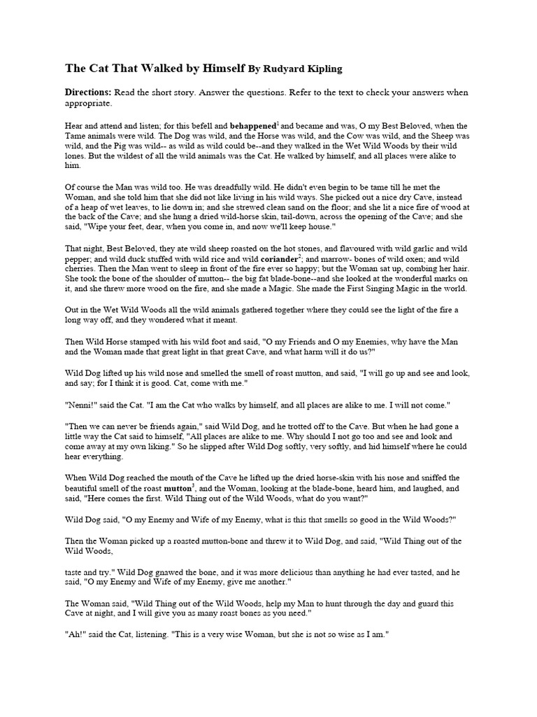 The Cat That Walked by Himself Summary | PDF | Cats | Domesticated Animals