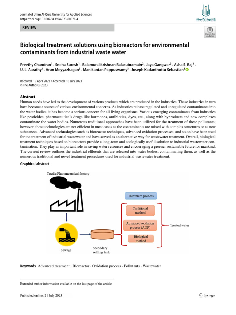 Bioreactor Solutions for Wastewater Contamination | PDF | Sewage ...