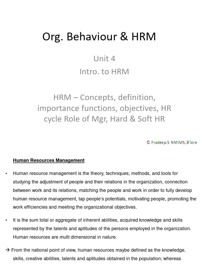 Unit 4 - Intro. To HRM | PDF | Human Resource Management | Human Resources