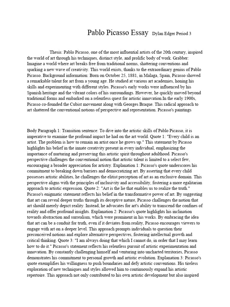 Hispanic Heritage Essay | PDF | Pablo Picasso | Truth