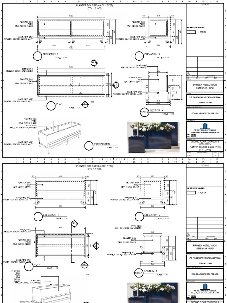 Planter Box Detail Drawings for Hotel | PDF