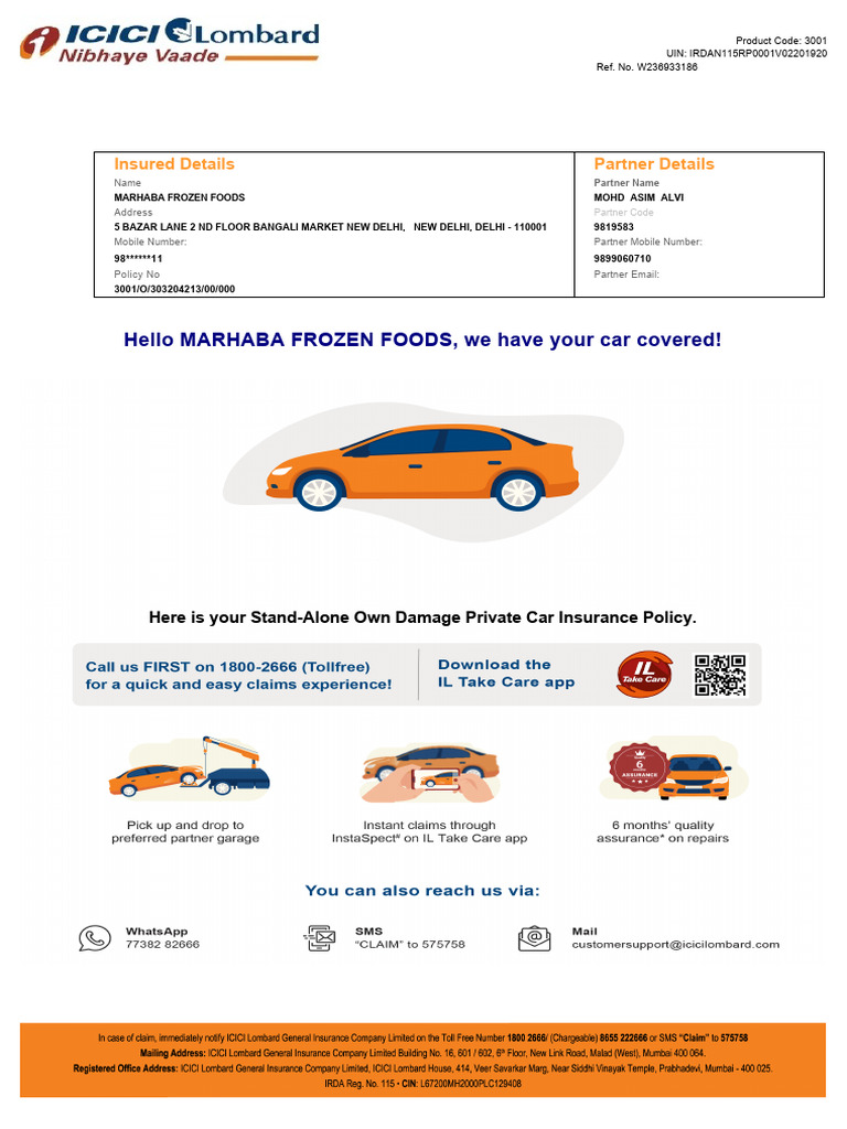 Car Insurance Policy for MARHABA FOODS | PDF | Insurance | Vehicle ...