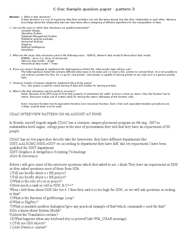 CDAC | PDF | Pointer (Computer Programming) | Data Model