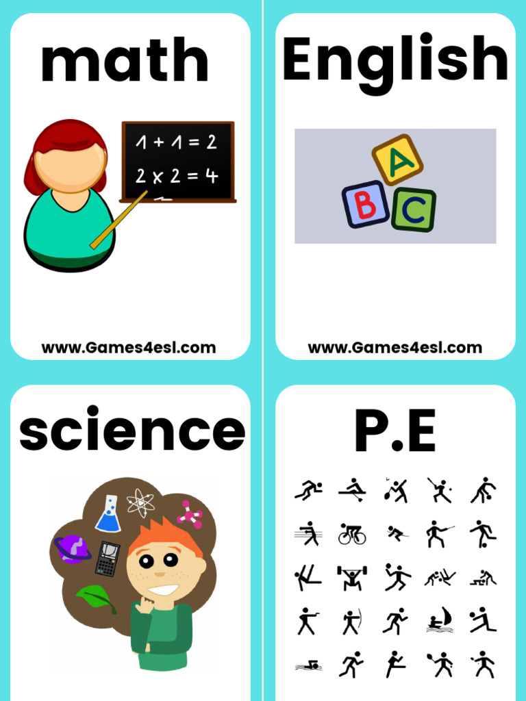 School Subjects Flashcards | PDF