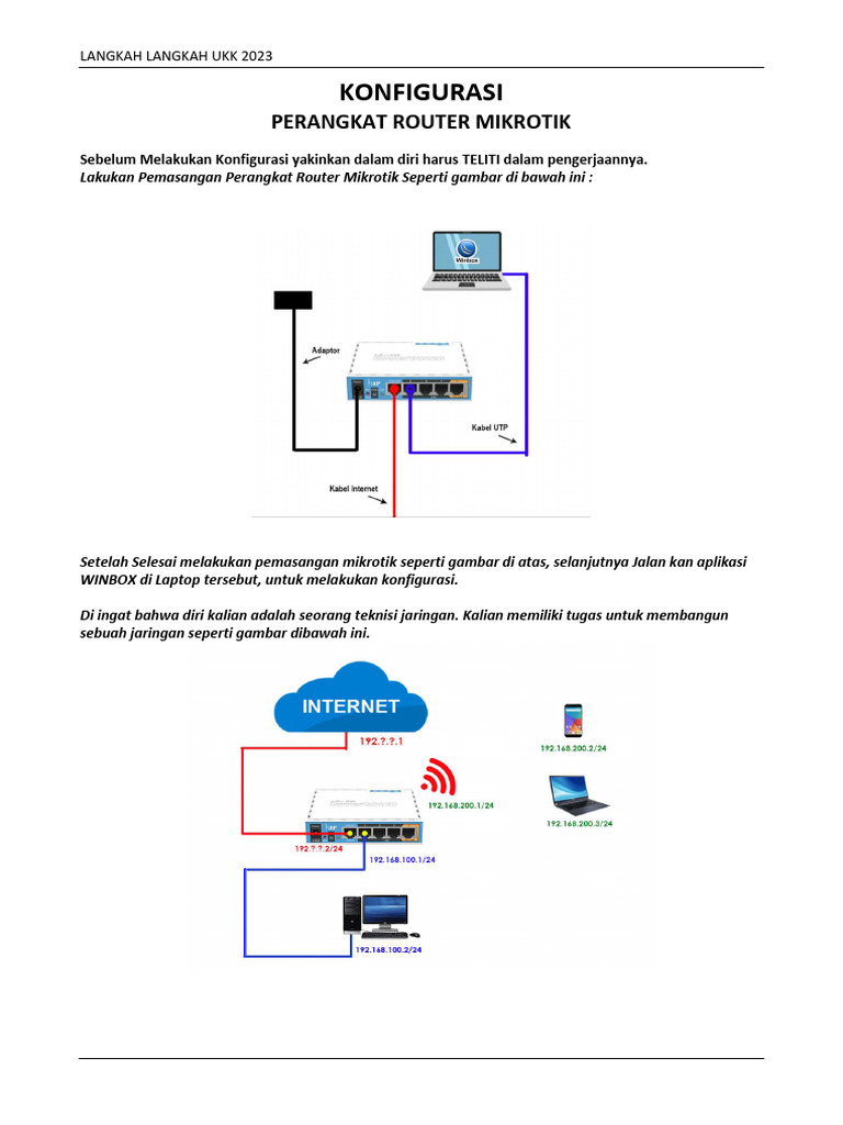 Langkah Langkah Konfigurasi Mikrotik | PDF