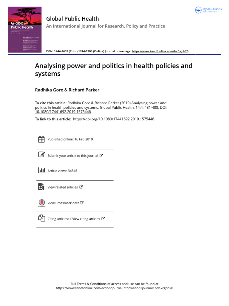 Analysing Power and Politics in Health Policies and Systems | PDF ...