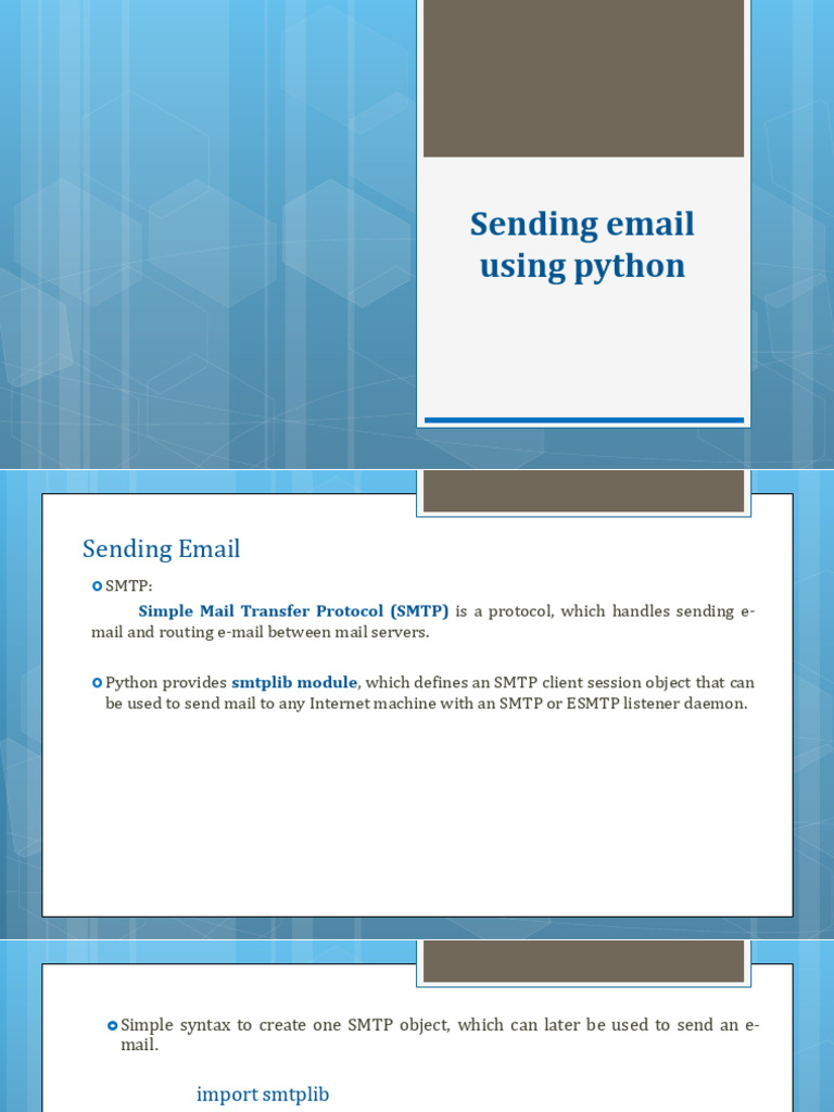 Sending Email Using Python Pdf Communications Protocols Information Technology