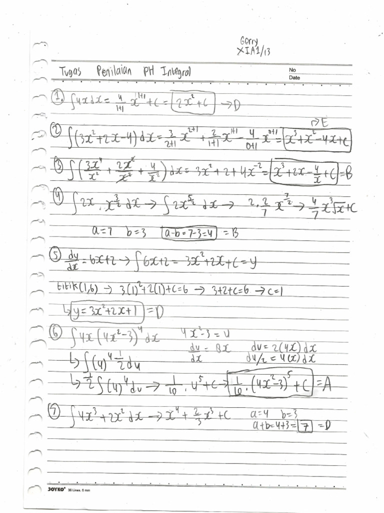 Gerry Nicholas - XI MIPA 1 - 13 - Quiz Integral | PDF