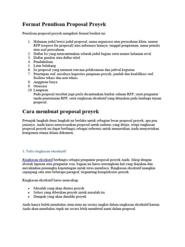 Format Penulisan Proposal Proyek | PDF | Karier & Perkembangan | Bisnis