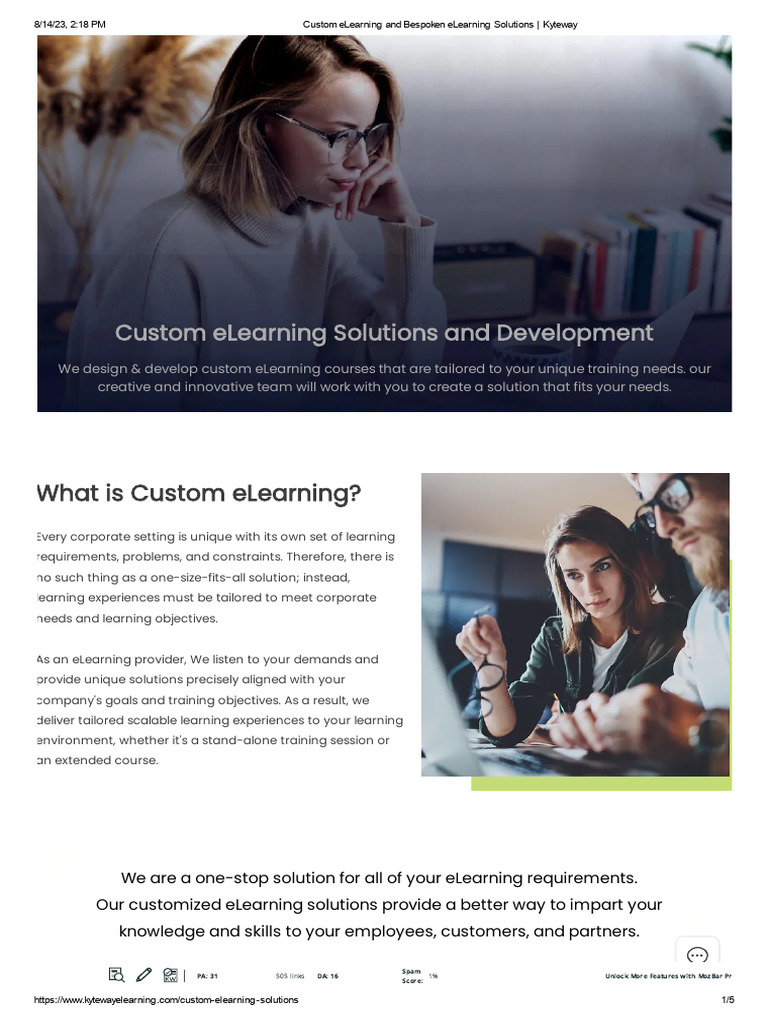 Custom ELearning and Bespoken ELearning Solutions - Kyteway | PDF | Educational Technology ...