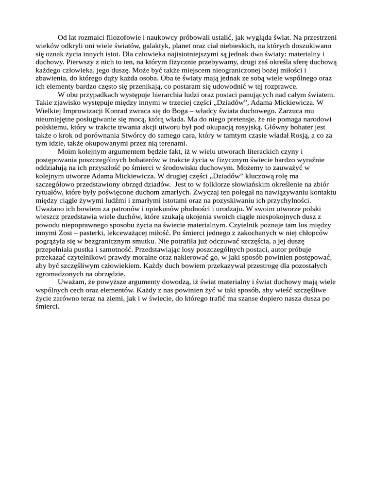 Dziady czIII Wypracowanie | PDF