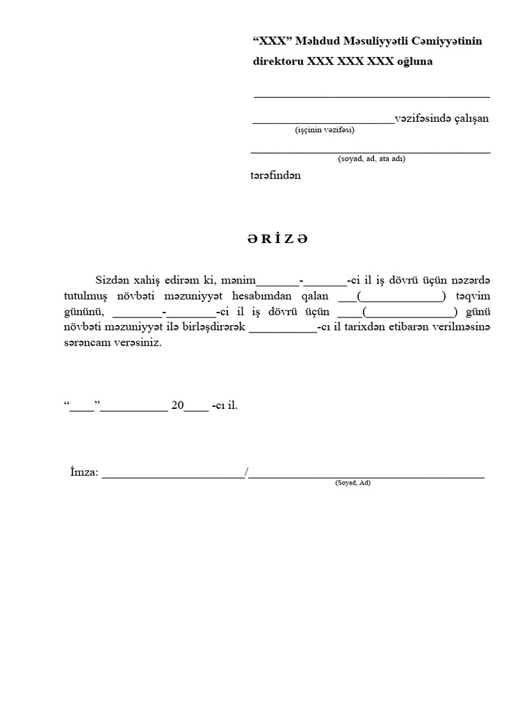 Ə R İ Z Ə Ərizəsi Keçən Ildən Qalma Birləşdirilərək | PDF