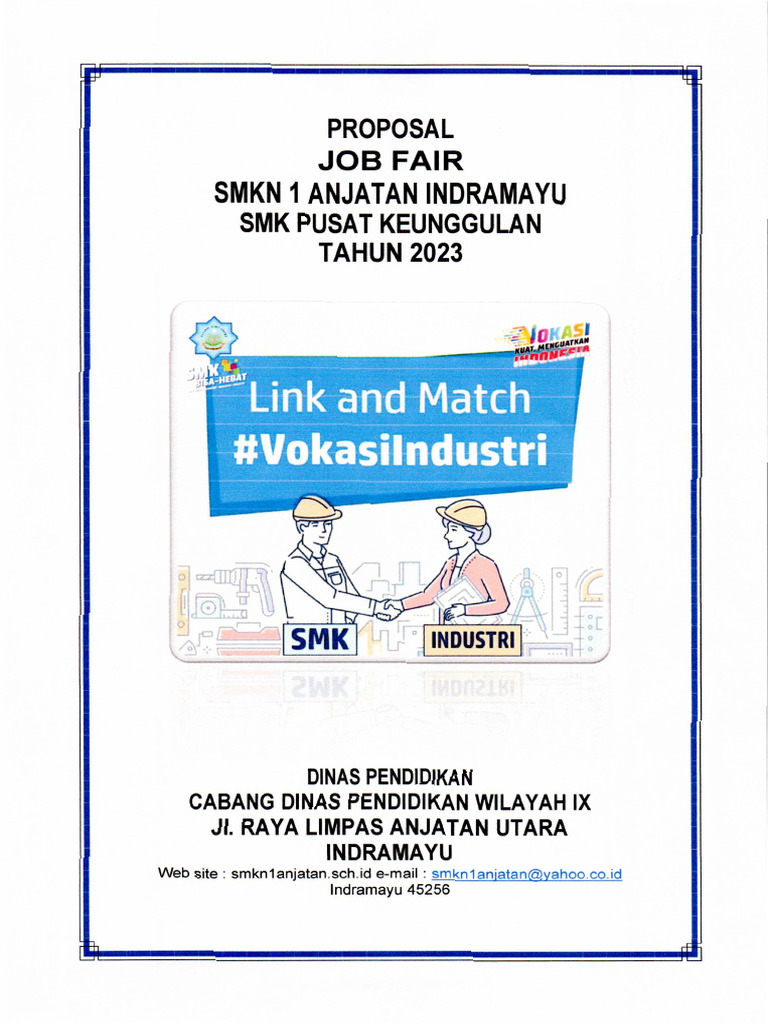Proposal Job Fair SMKN 1 Anjatan 2023 | PDF | Bisnis