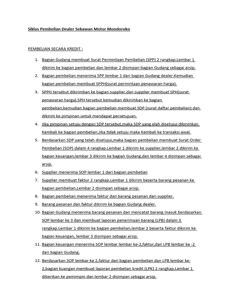 Proses Pembelian Dealer Sekawan Motor | PDF | Bisnis | Hukum