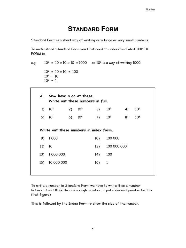 Standard Form | PDF | Mathematics | Mathematical Notation