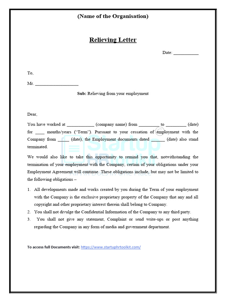 Relieving Letter | PDF