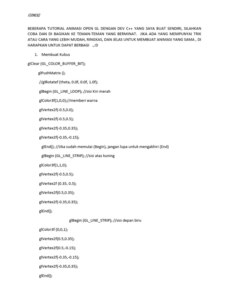 Tutorial Animasi OpenGL | PDF