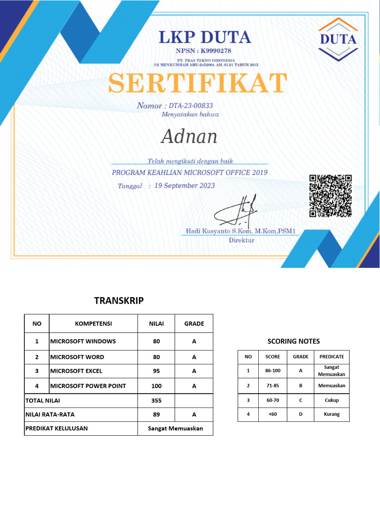 Sertifikat Komputer | PDF