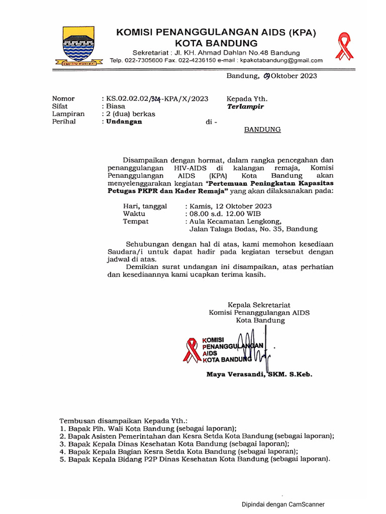 Surat Undangan Peserta Kegiatan Peningkatan Kapasitas Petugas PKPR Dan ...