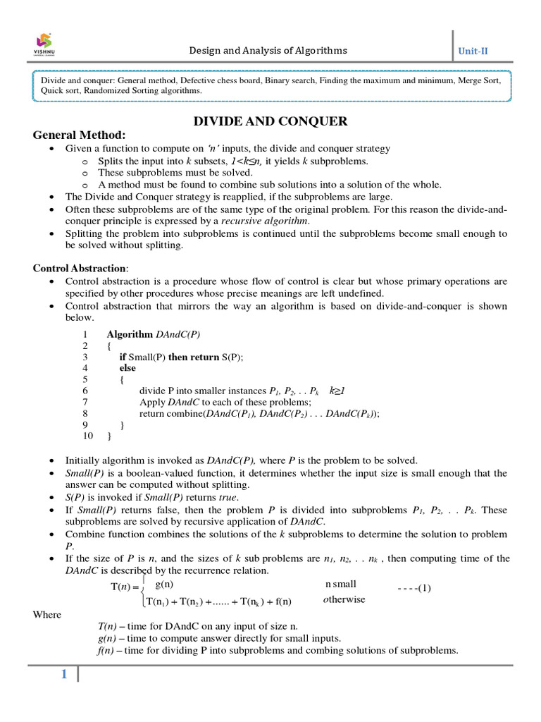 DAA Unit 2 | PDF | Computer Programming | Algorithms And Data Structures