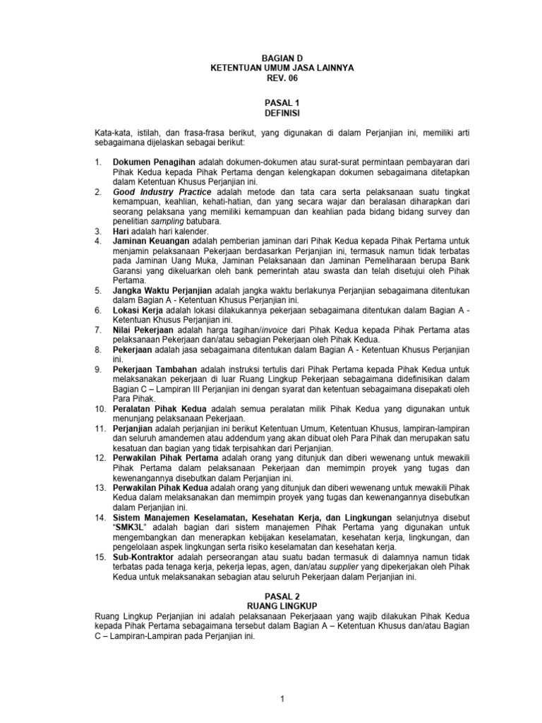 Ketentuan Umum Untuk Jasa Lainnya Rev06 | PDF