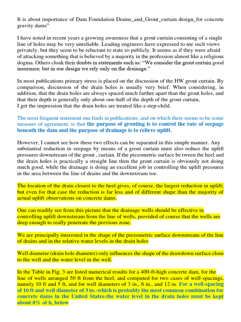 Dam - Foundation - Drains - Grout - Curtain - Design of Gravitydams ...