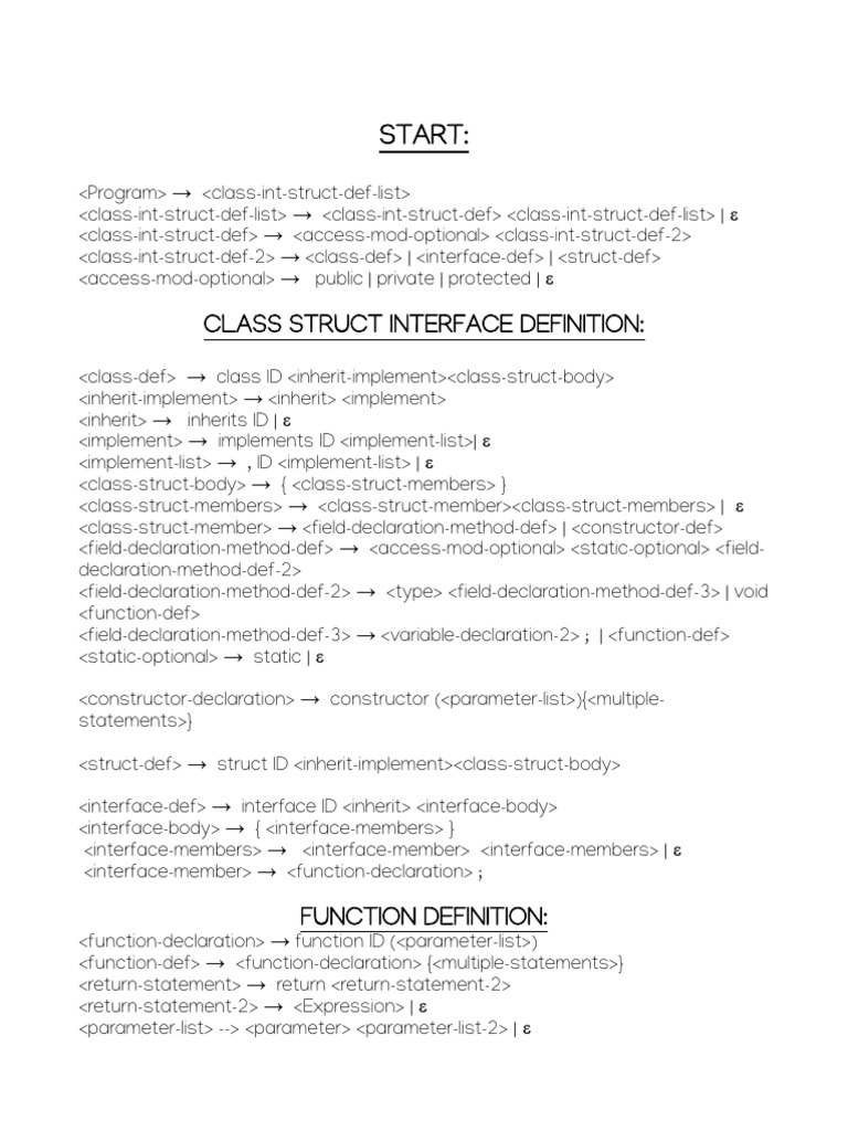 Start:: Class Struct Interface Definition | PDF | Class (Computer Programming) | Programming