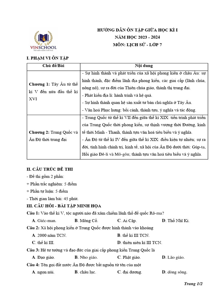 Su7 - Huongdanontap GKI | PDF