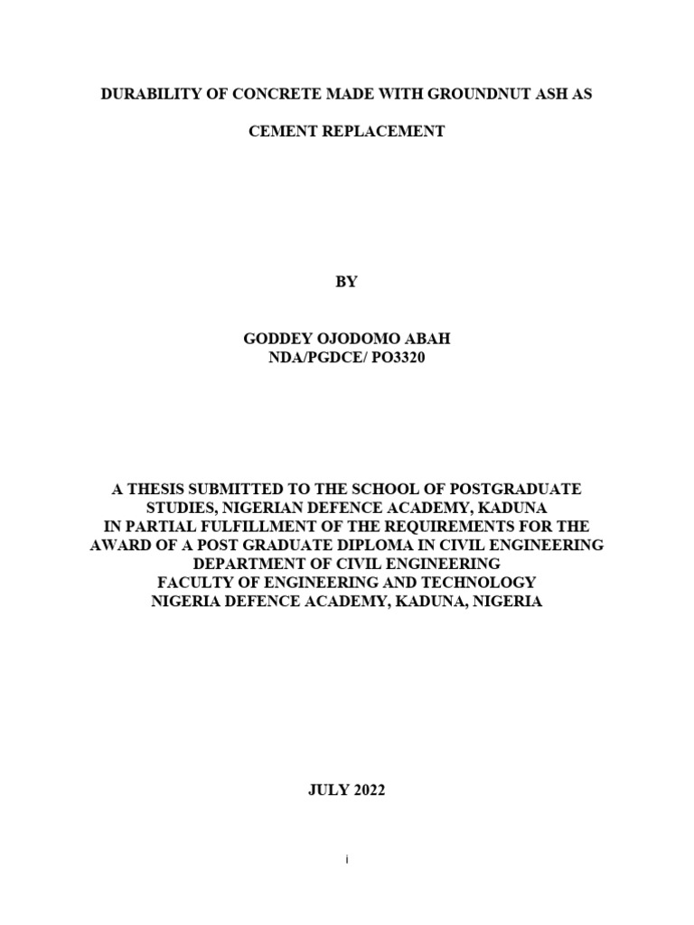 Goddey Final Project NDA | PDF | Concrete | Cement